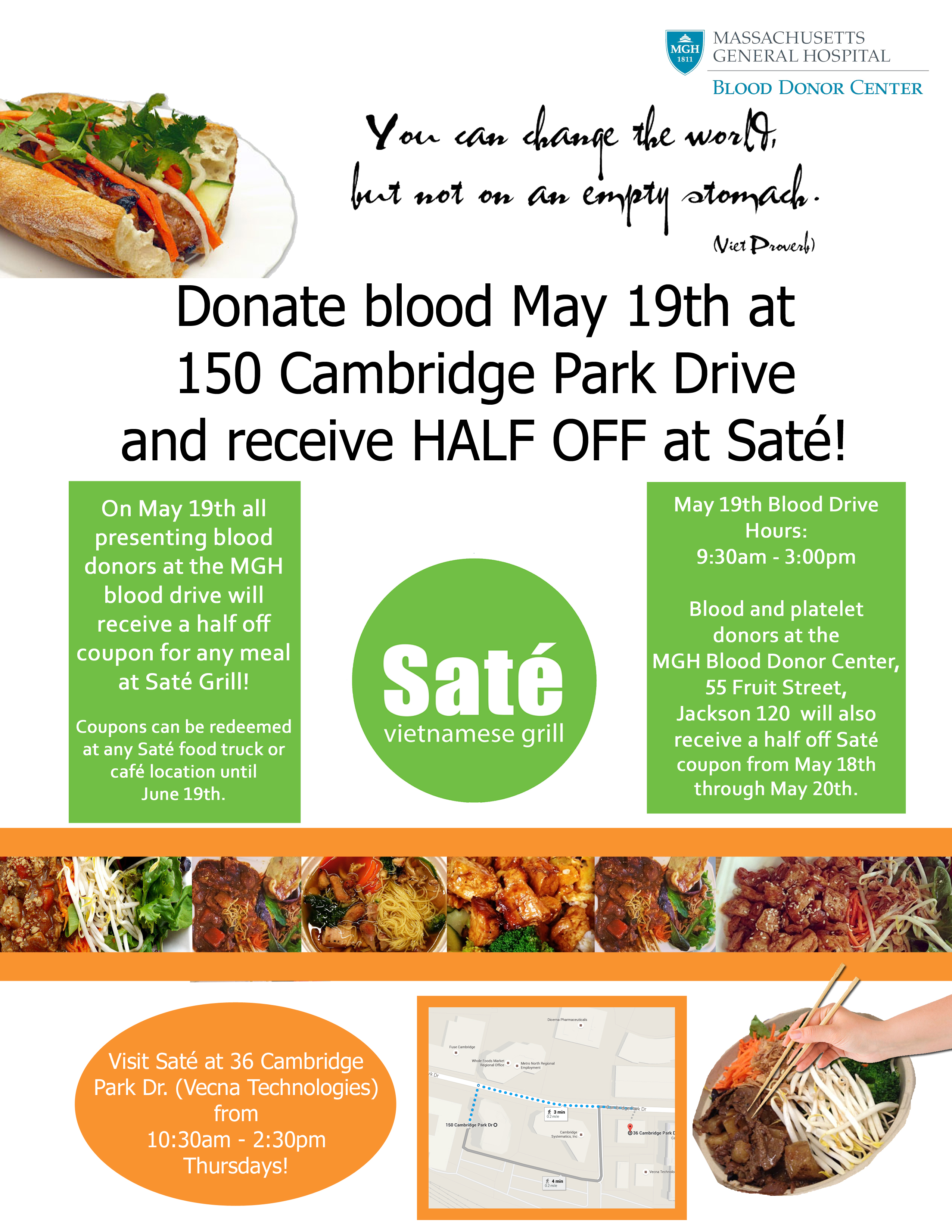Donate Blood With MGH and Receive HALF OFF at Sate Vietnamese Grill [05 ...