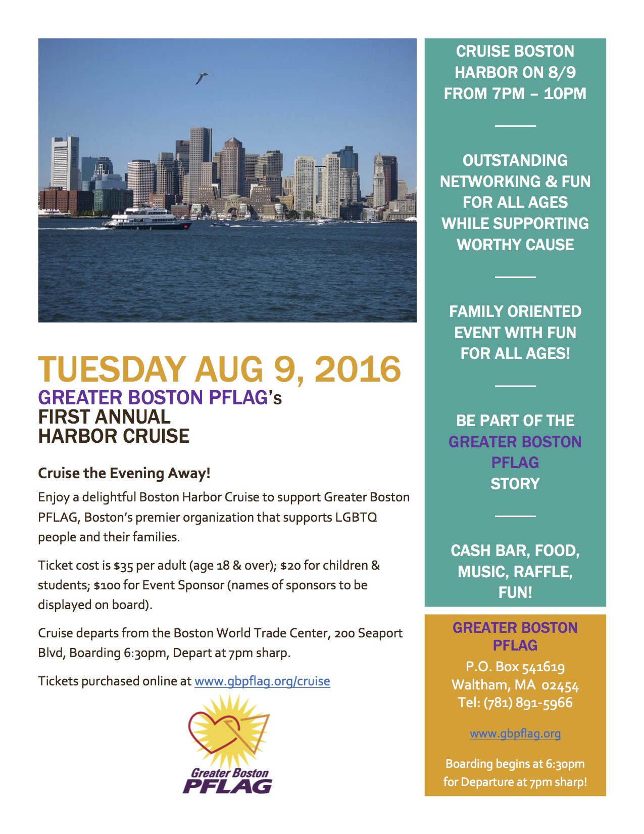 Greater Boston PFLAG Harbor Cruise [08/09/16]