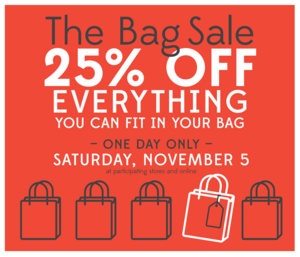 The Bag Sale ~ 25% Off Everything! [11/05/16]