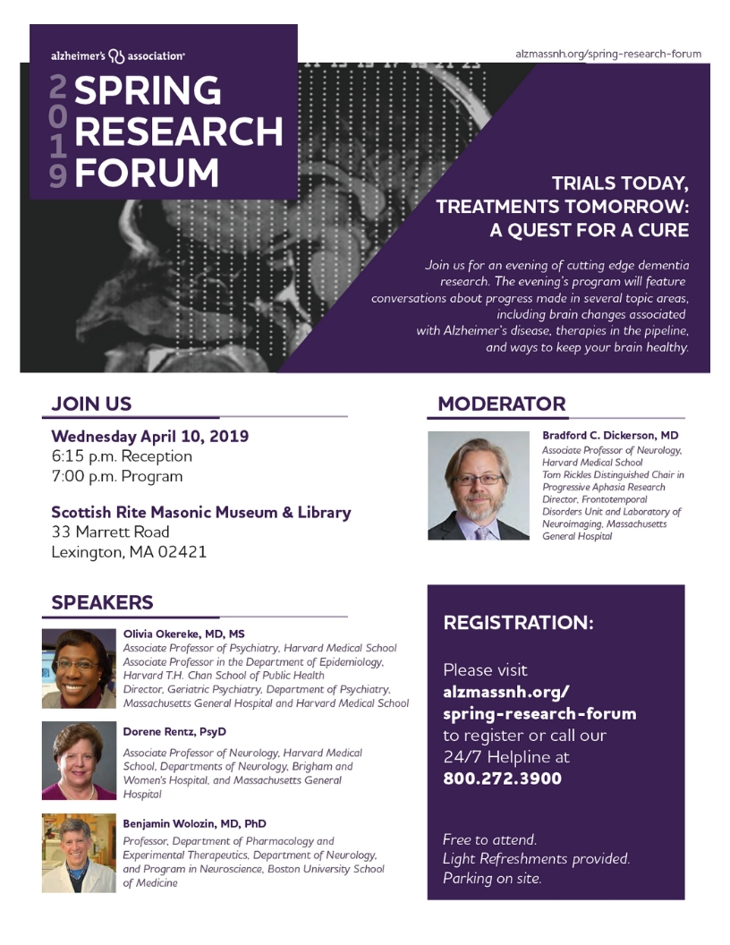 Alzheimer's Association Spring Research Forum [04/10/19]
