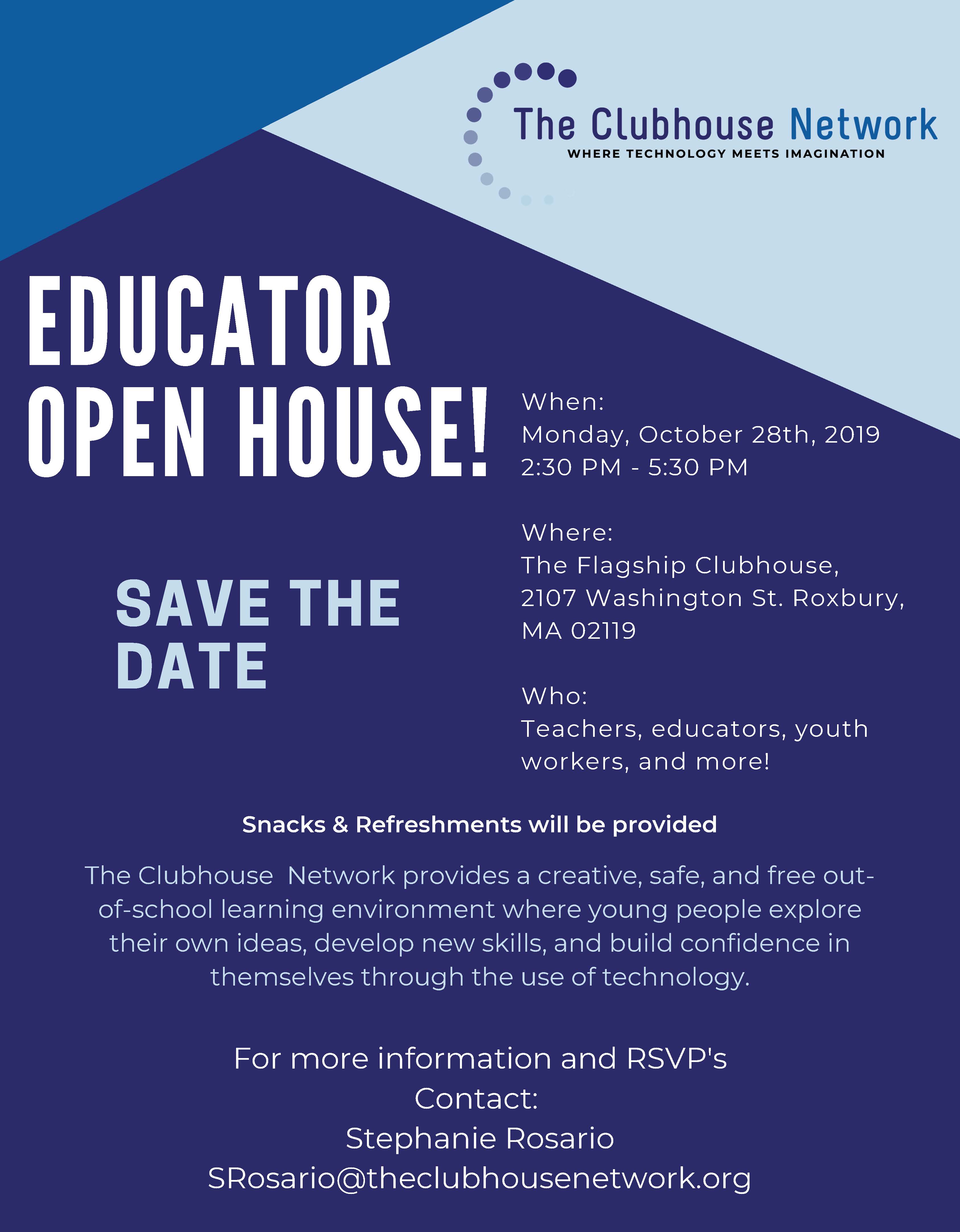 The Clubhouse Network Educator Open House [10/28/19]