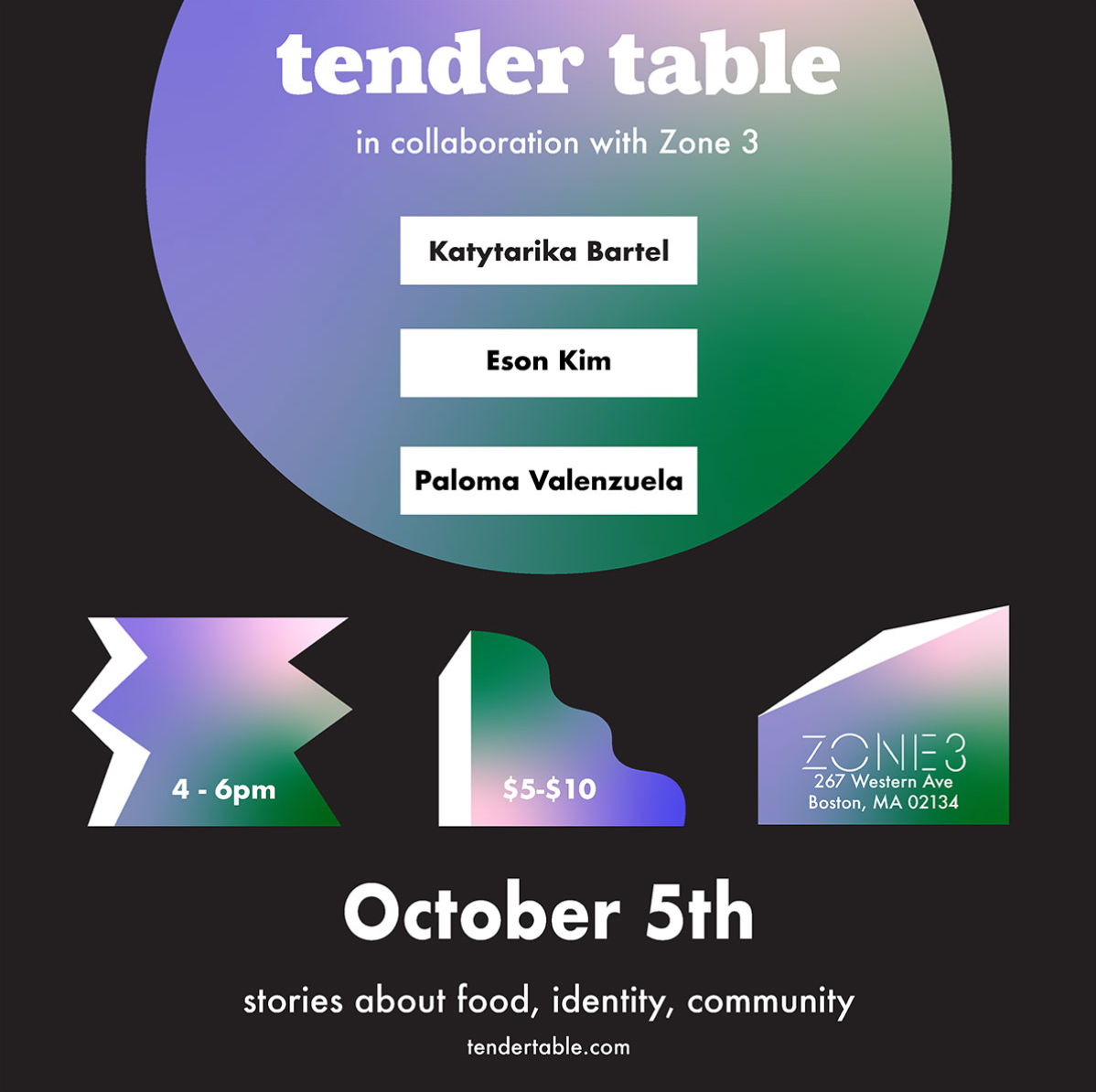 Tender Table: Katytarika Bartel, Eson Kim, Paloma Valenzuela [10/05/19]
