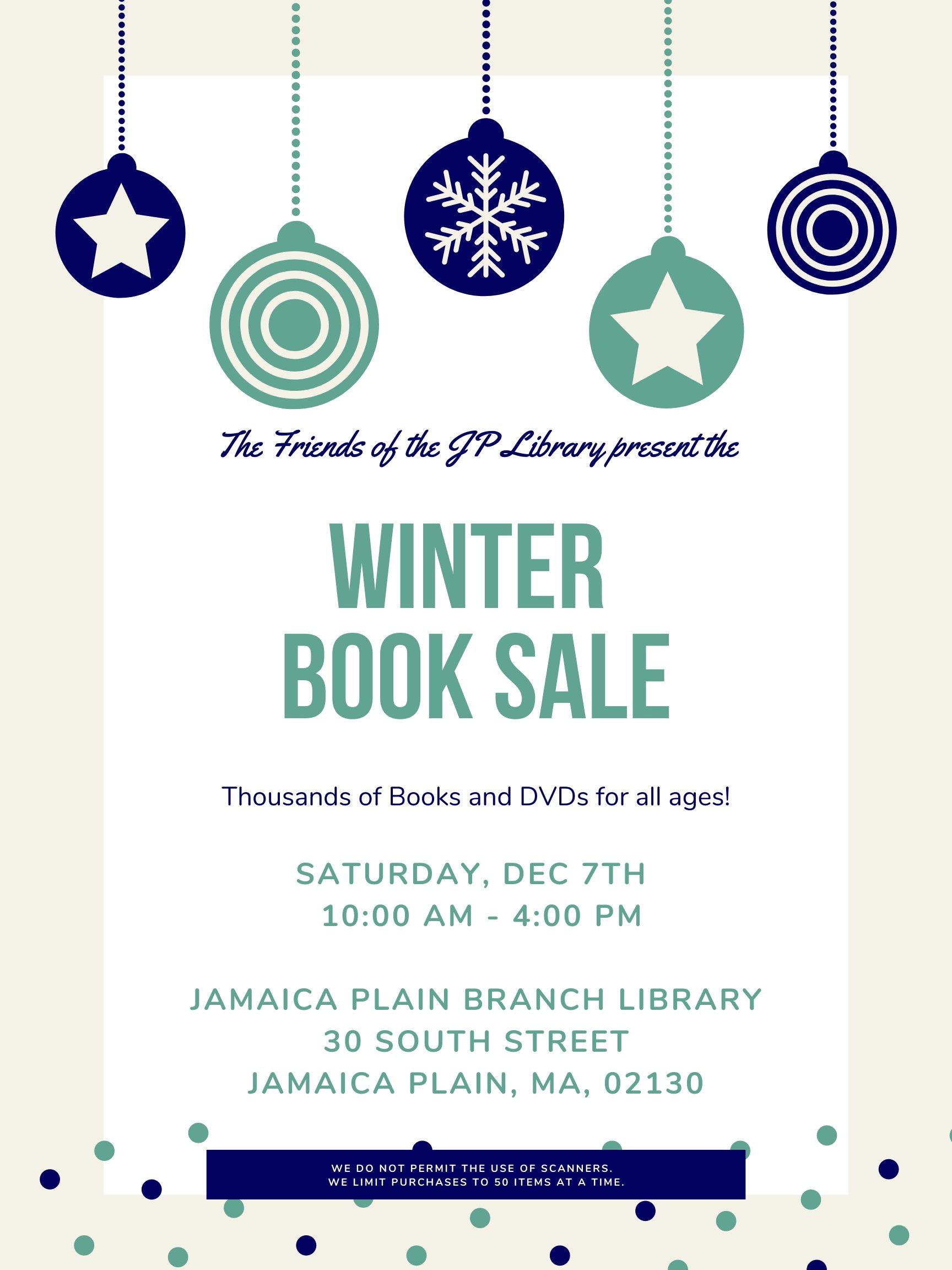 Friends of the JP Branch Library Winter Book Sale [12/07/19]