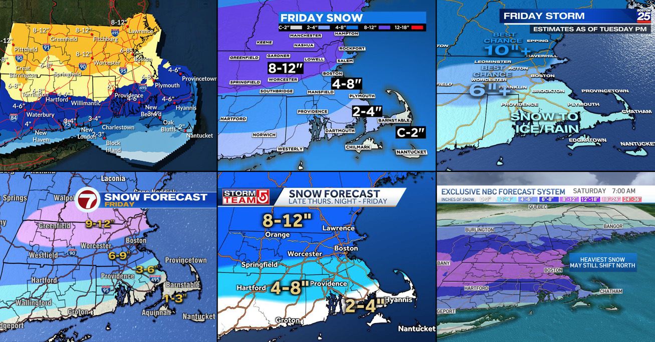 6 Snow Maps Showing Snowfall Predictions for Friday's Snowstorm [02/25/22]